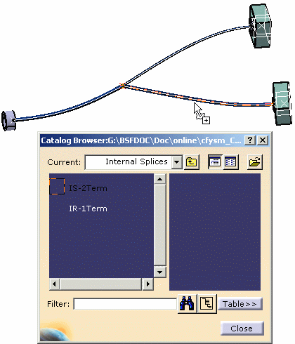 Placing Internal Splice from Catalog