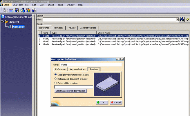 Saving a CATIA V5 Catalog in ENOVIA LCA